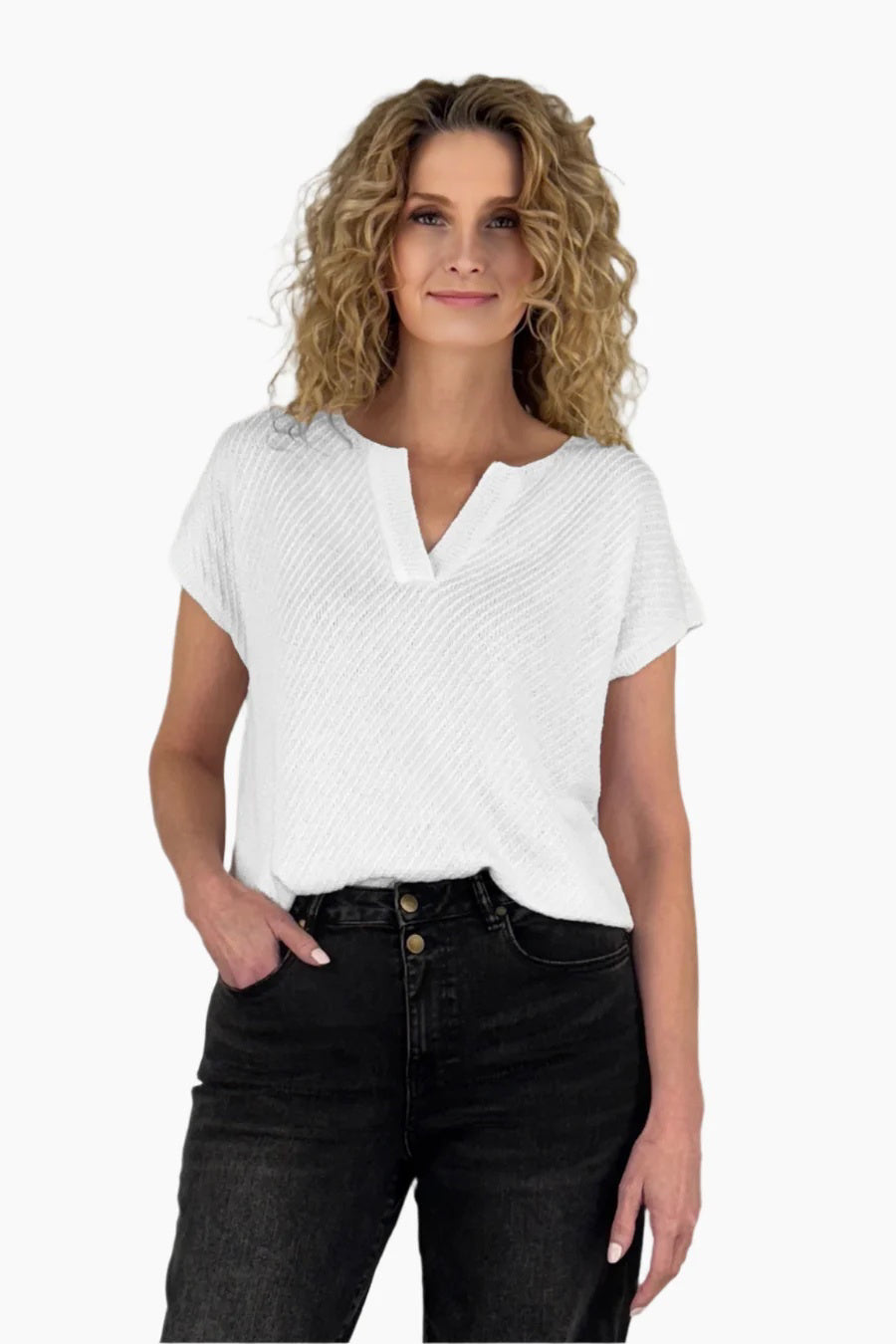 Simply Tall Womens Clothing - Notched V-Neck Sweater for Tall Girls