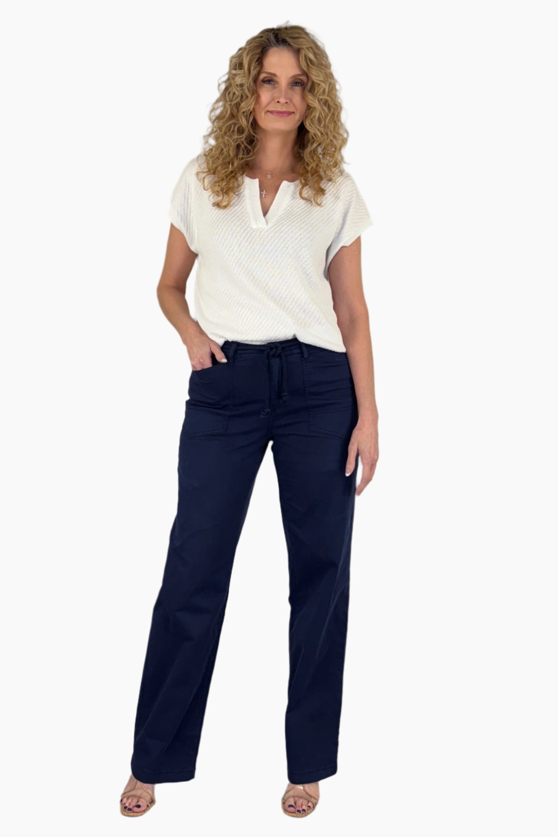 Simply Tall Womens Clothing Nautical Wide Leg Twill Pant